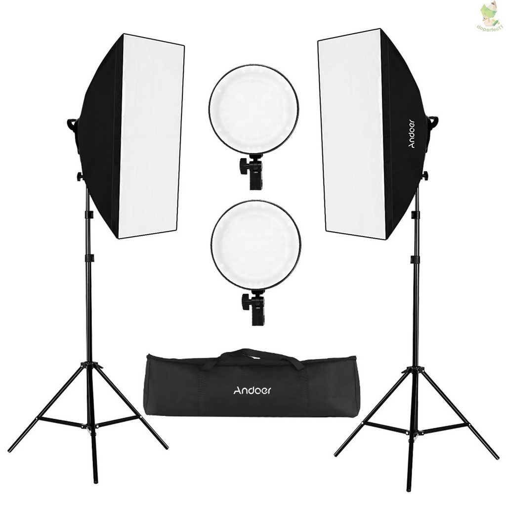 Andoer สตูดิโอการถ่ายภาพ Softbox ชุดไฟ LED รวม 20*28 นิ้ว Softboxes 45W Bi-color Temper Came723 ...