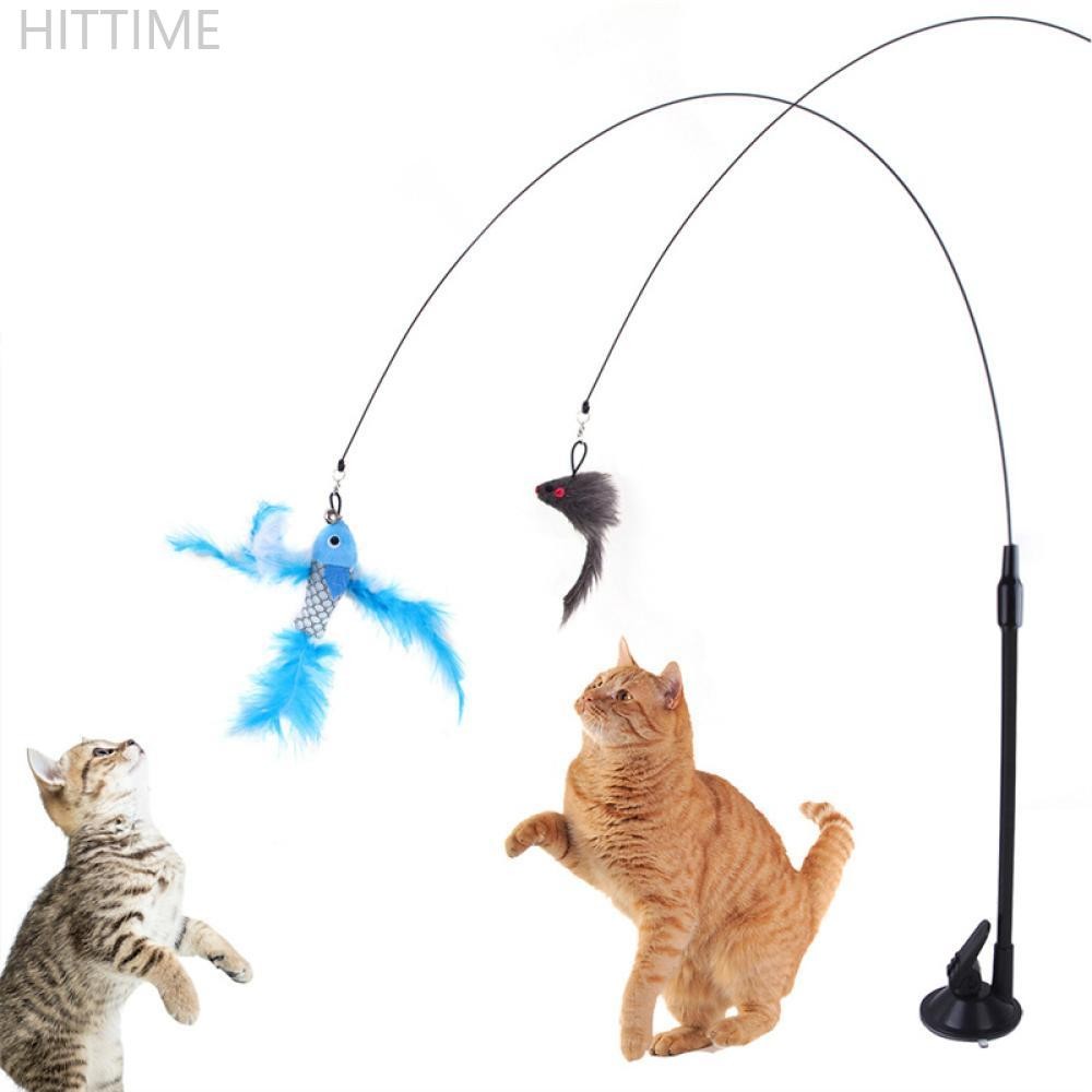 Hittime แมวจําลองนกของเล่นแบบโต้ตอบตลก Feather Bird Bell Cat Stick ของเล่นลูกแมวเล่น Teaser Wand ...