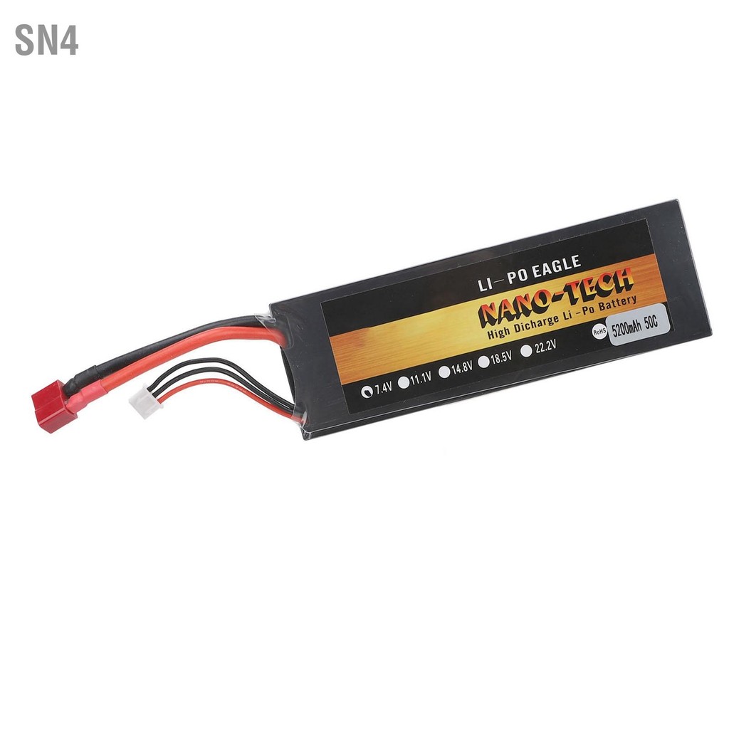 SN4 7.4V แบตเตอรี่ Lipo 5200mAh 2S 50C Hard Case แบตเตอรี่ลิเธียมโพลิเมอร์พร้อมปลั๊ก T สำหรับ 1/ ...
