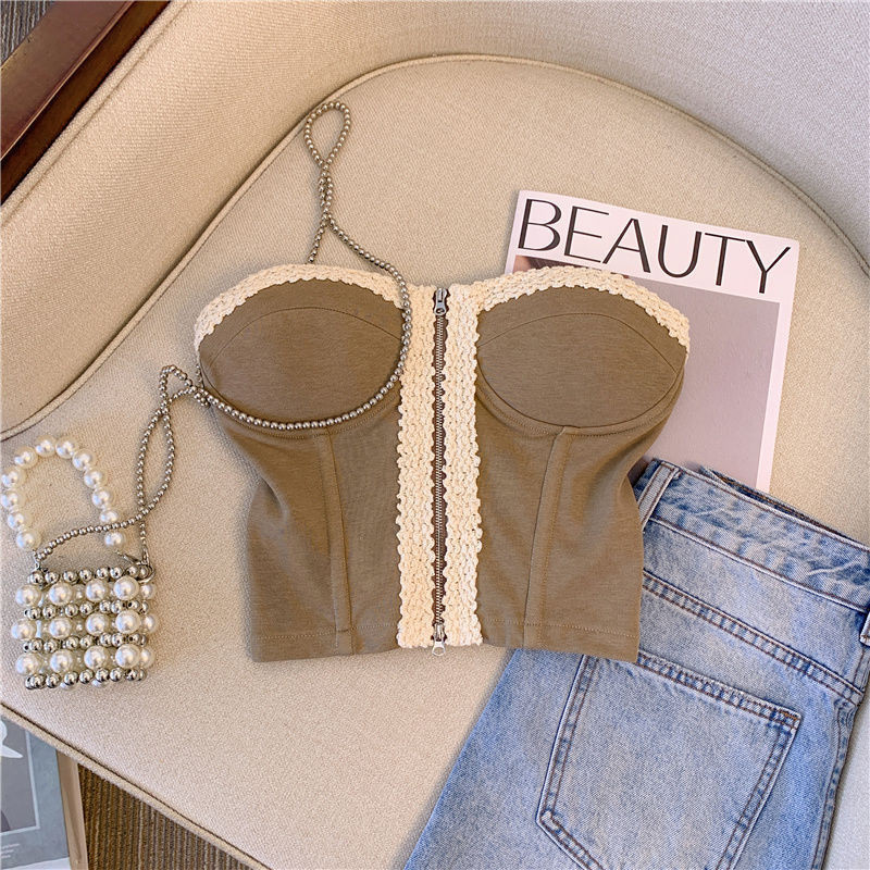 ฤดูร้อนใหม่หรูหราหวานและเผ็ด Fishbone Tube Top รูปฝรั่งเศส Flattering ...