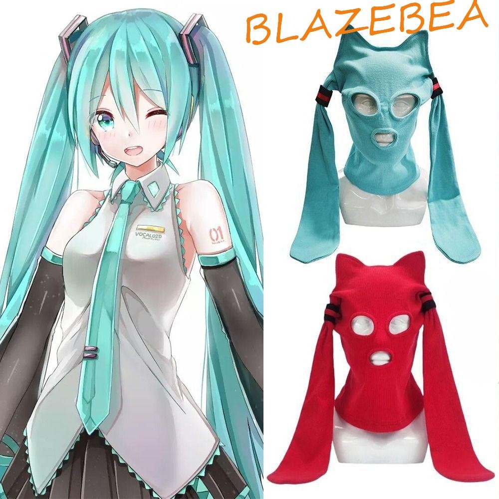 Blazebea หมวก Hatsune Miku, ครีมกันแดดตลก Hatsune Miku Face Cover ...