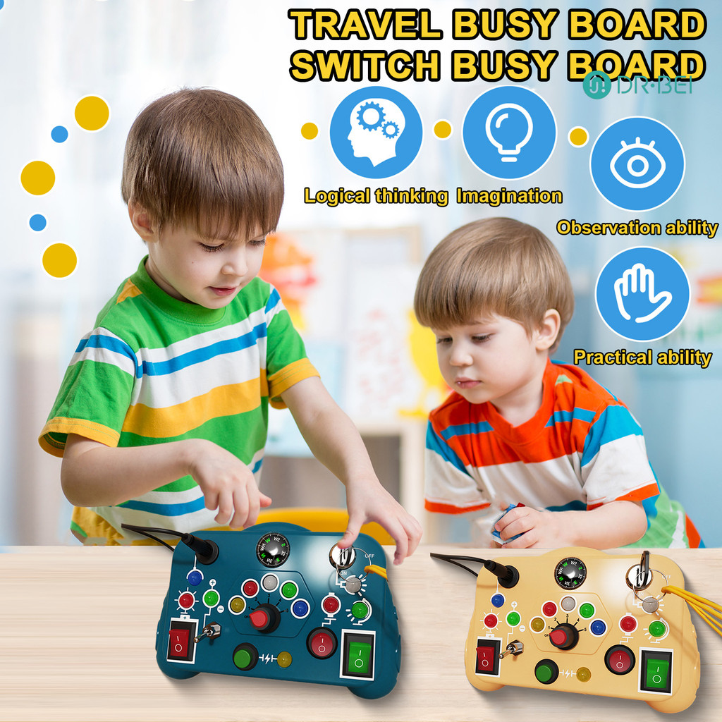Dr.bei เด็กวัยหัดเดิน Busy Board พร้อมไฟ LED Baby Light-up Switch ...