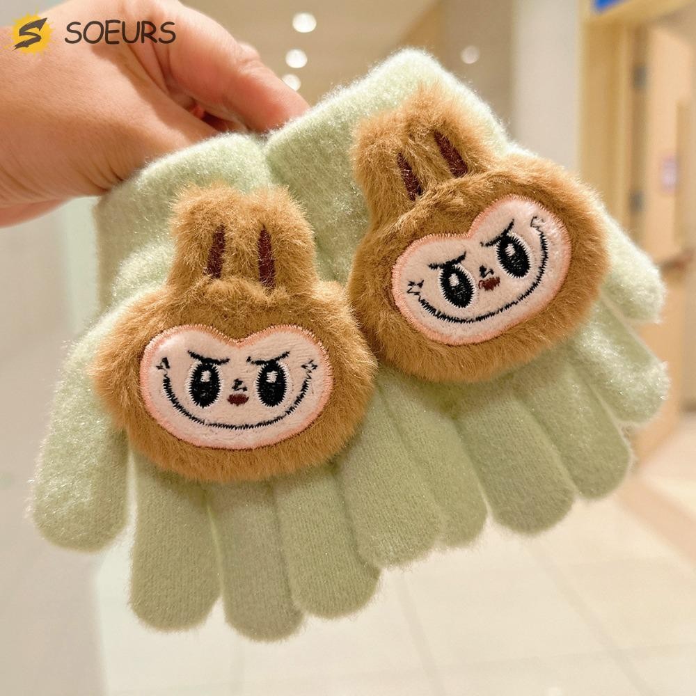 Soeurs Labubu Anti-เย็น Mittens, Soft Keep Warm Plush ตุ๊กตาหนา Mittens ...