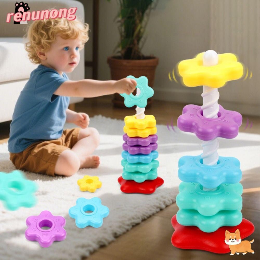 RENUNONG Rainbow Spinning Tower, Ring Tower Early Educational Toys ของ ...