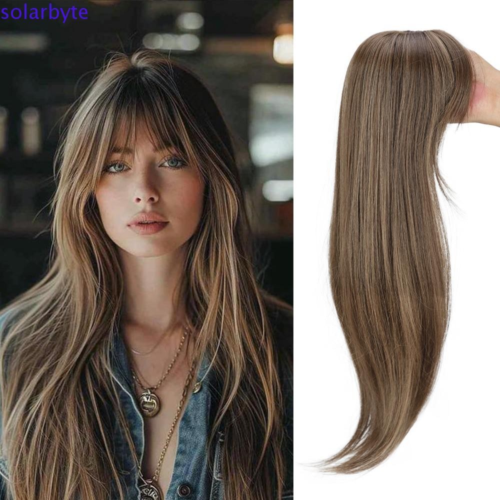 SOLARBYTE ท็อปเปอร์ผมสังเคราะห์ Ombre และหน้าม้า สำหรับผู้หญิง มาพร้อมปกผมขาวและกิ๊บติดผม เพื่อ ...