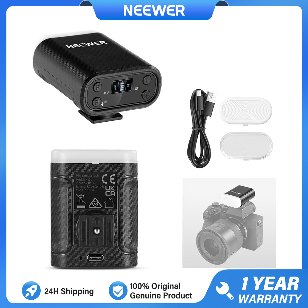 NEEWER BASICS N12L แฟลชกล้องขนาดเล็กพร้อมไฟวิดีโอ LED, ระดับพลังงาน 8 ...