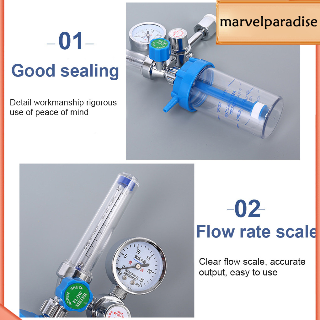 Oxygen Inhaler เครื่องลดความดัน Meter Regulator ความชื้นพร้อมขวดขนาด ...