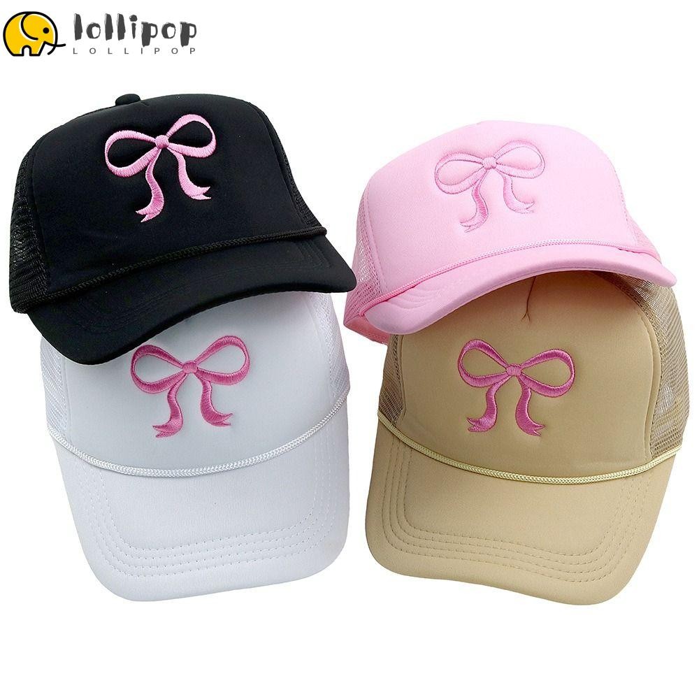 Lollipo1 หมวกตาข่าย, หมวกเบสบอลอินเทรนด์แบบปรับได้, ขายร้อน Anti-uv Anti-Sun Bowknot เย็บปักถัก ...