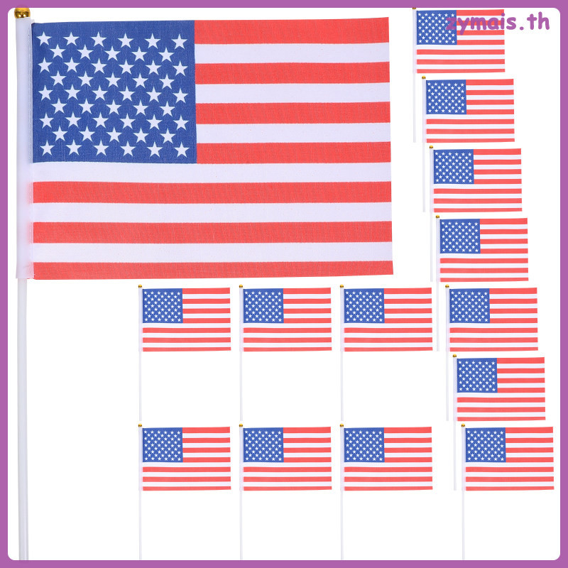 24 ชิ้น American Flag Mini USA Flags บน Stick Small Waving zymais ...