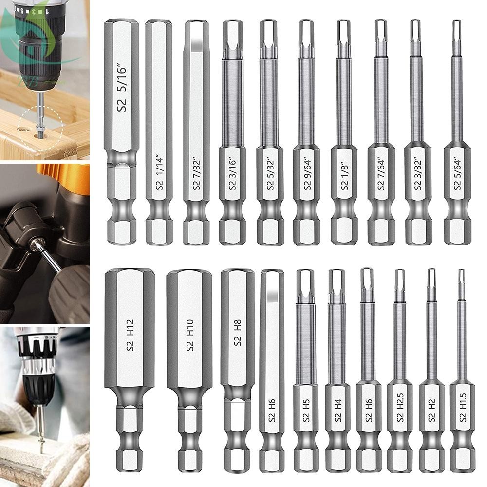 20pcs Hex หัว Allen ประแจเจาะชุด Bit เหล็ก Quick Release Shank ไขควงชุด ...