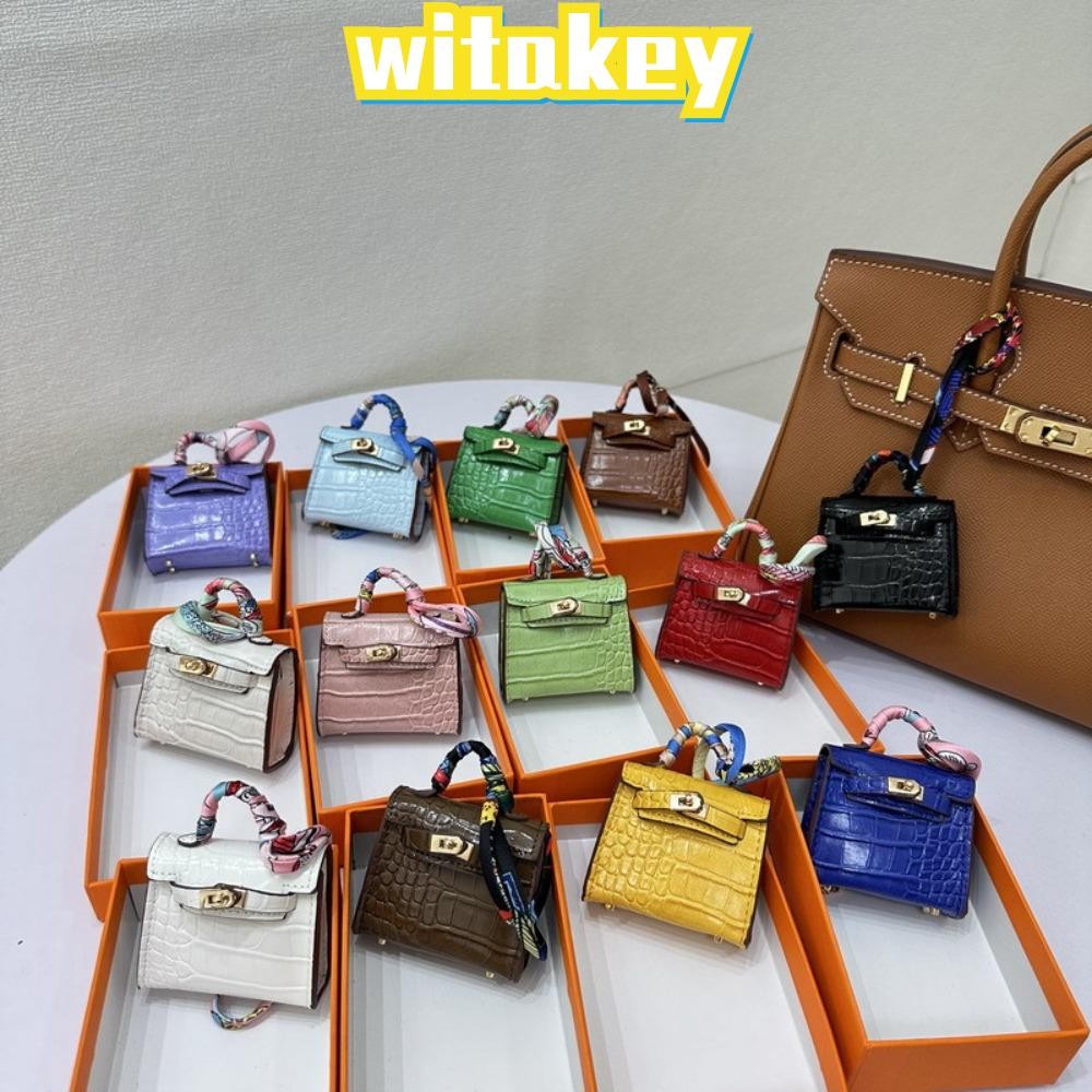 Witakey พวงกุญแจรถ, จี้ห้อยหนังจระเข้, หรูหรา H Family Mini Bag Upscale Charm กระเป๋าจี้อุปกรณ์ ...