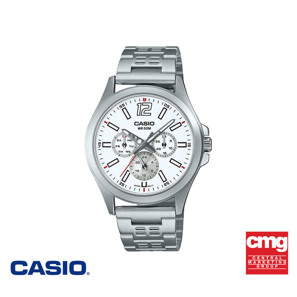 CASIO นาฬิกาข้อมือ CASIO รุ่น MTP-E350D-7BVDF วัสดุสเตนเลสสตีล สีขาว | Shopee Thailand