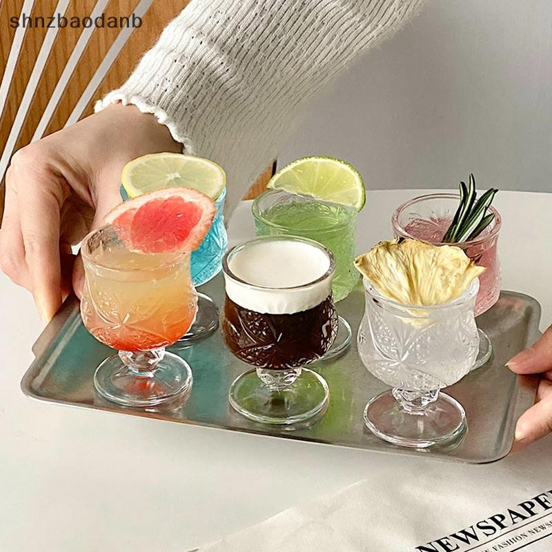[shnzbaodanb] 6 ชิ้น 45 มิลลิลิตร Retro แกะสลักแว่นตาถ้วยมินิถ้วยแก้วสั้นสําหรับ Soju สาเกเหล้า ...