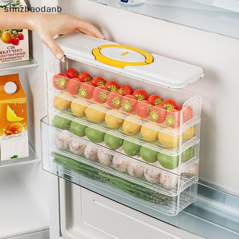 [shnzbaodanb] ห้องครัว Dumpling กล่องภาชนะเก็บอาหารตู้เย็นเก็บสดกล่อง Multi-Layer โปร่งใส ...