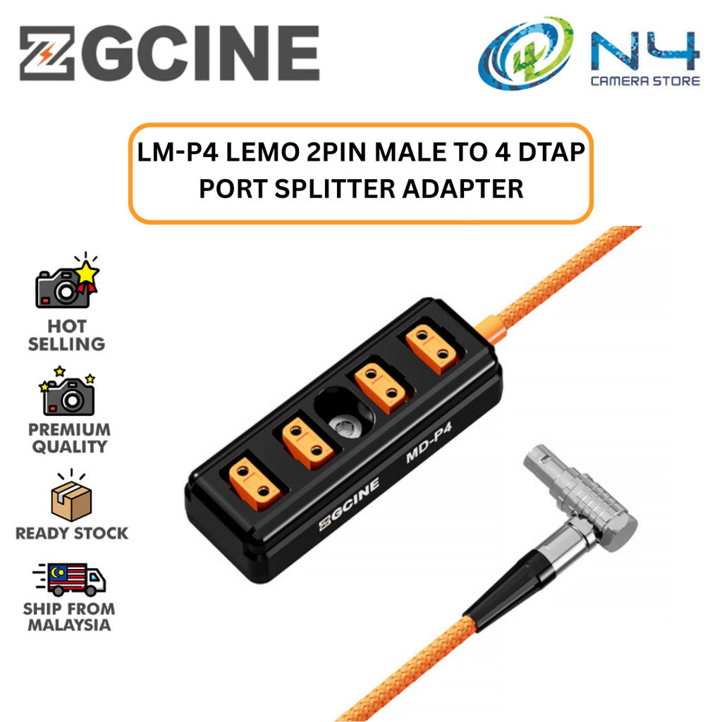 ZCGINE LM-P4 LEMO 2PIN ชาย 4 DTAP PORT SPLITTER ADAPTER สําหรับ SELECT ...