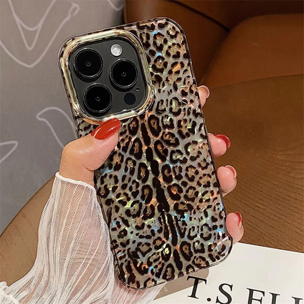 หรูหราเสือดาว Cool Aurora Shell รูปแบบสําหรับ iPhone 16 15 14 13 12 Pro ...