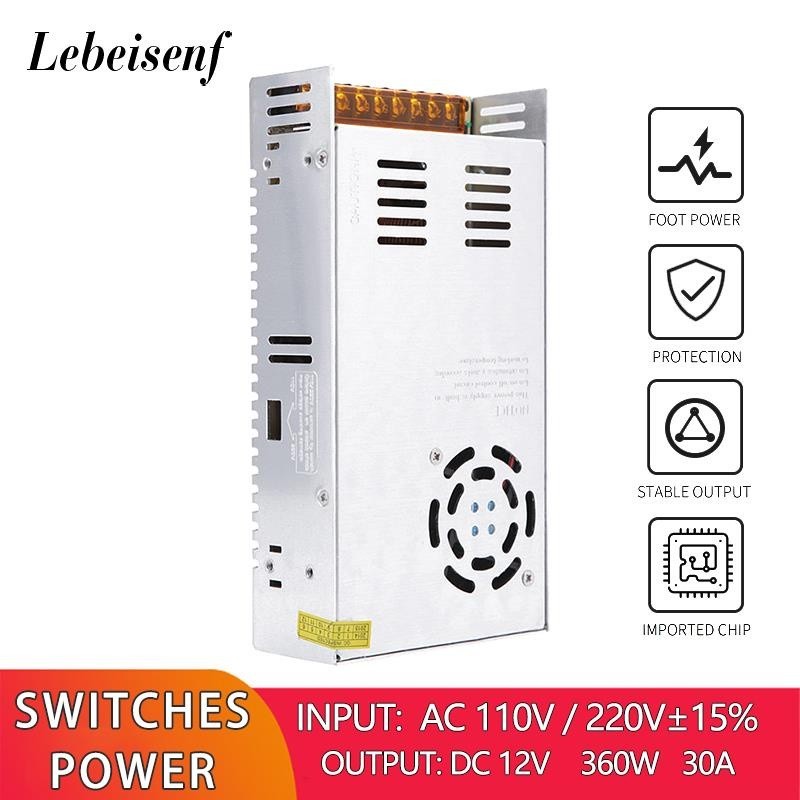 110/220V AC to DC 12V 30A 360W Converter Switch Mode Power Supply LED ...