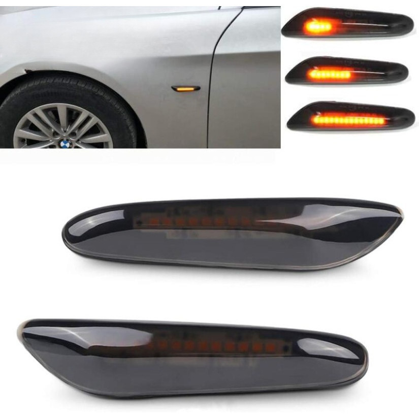 Nlpearl 2 ชิ้นลําดับไฟฉายไฟเลี้ยวไฟ LED รถด้านข้างไฟแสดงสถานะสําหรับรถยนต์ BMW สําหรับ E90 E91 ...