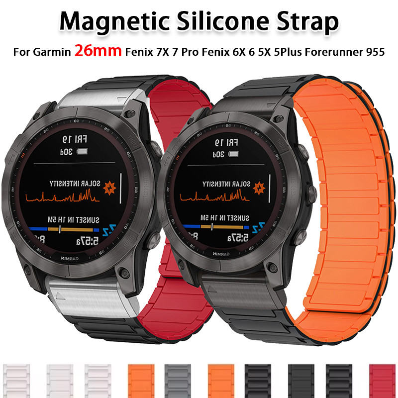 26 มม.สําหรับ Garmin Quick fit Magnetic Silicone Band Fenix 5X Plus 7X ...