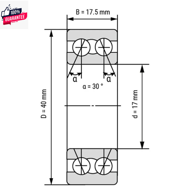 5203 17 x 40 x 17.5 mm. NSK Angular Ball Bearing ลูกปืนเม็ดกลม สองแถว ...