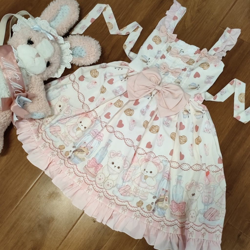 คลังสินค้าพร้อม jsk Lolita Sling Cute lo Princess Dress Cartoon Pink Dress | Shopee Thailand