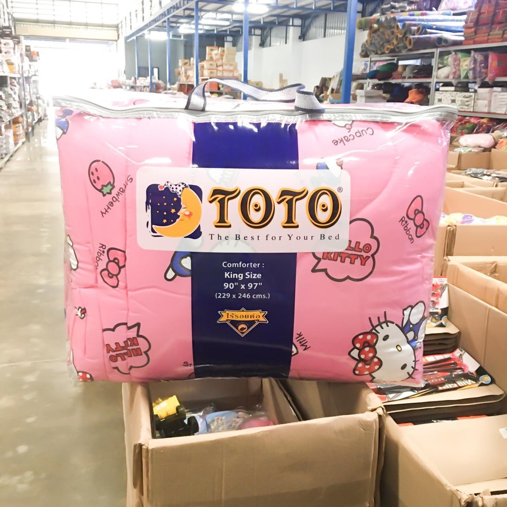 TOTO ชุดผ้าปู 6 ฟุต 4 ชิ้น+ผ้านวม ลิขสิทธิ์แท้ hello kitty ลายคิตตี้ ...
