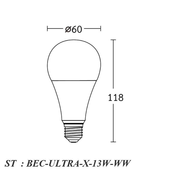 หลอดไฟ LED BEC ULTRA-X บับ ทรงกลม ขั้วเกลียว E27 ขนาด 13 วัตต์ แสง ...