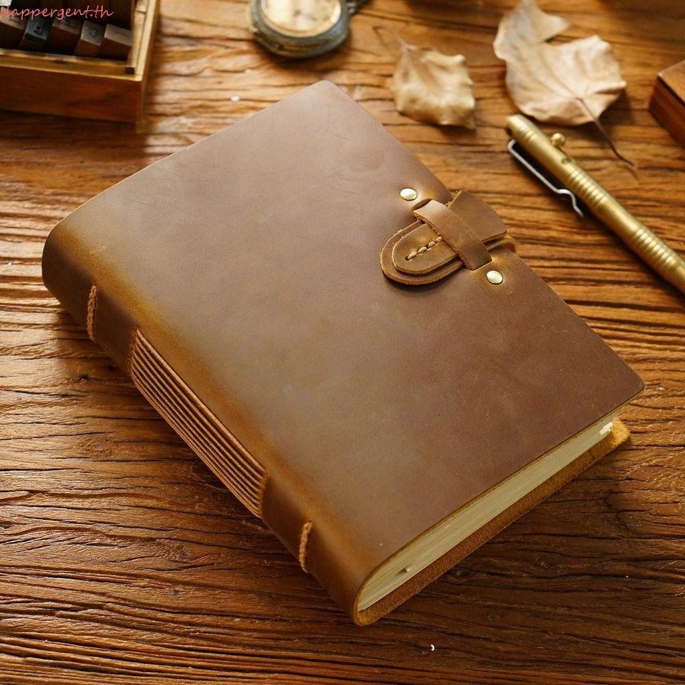 DAPPERGENT หนัง Bound Journal, Vintage Handmade กระดาษเปล่าไดอารี่,Rustic ของแท้หนัง Cover ...
