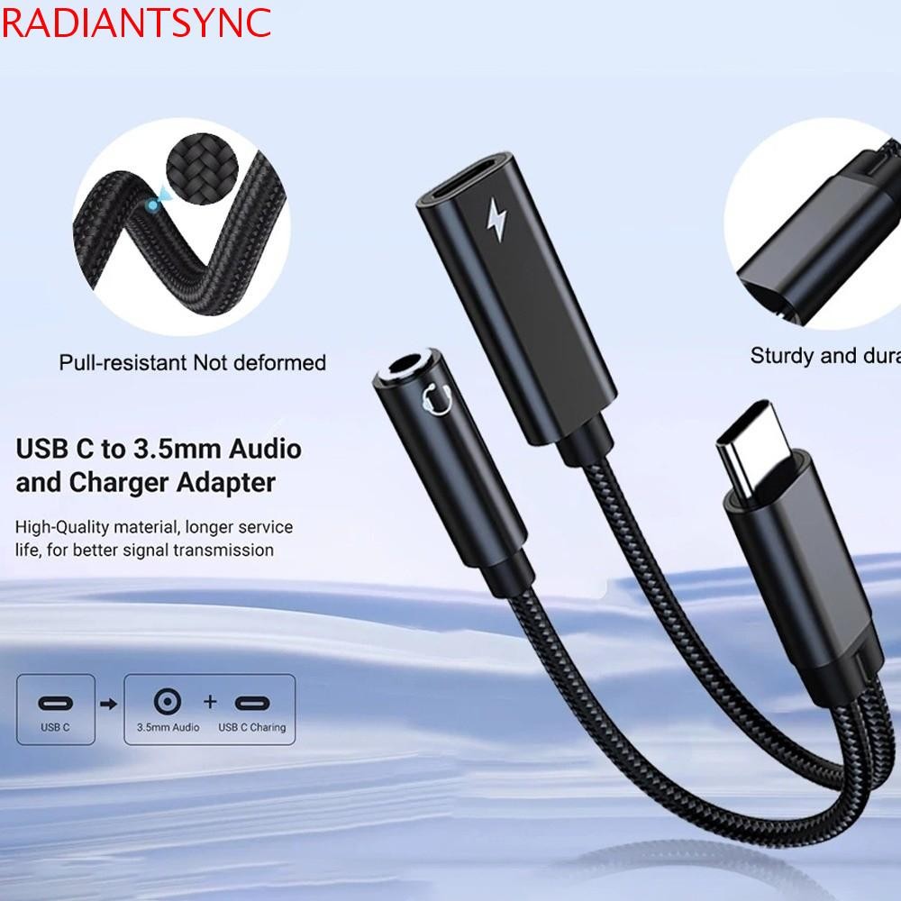 RADIANTSYNC 2 in 1 USB C Splitter, Dual Type Multi-Function USB C ถึง 3.5 มม., พอร์ต USB C ...