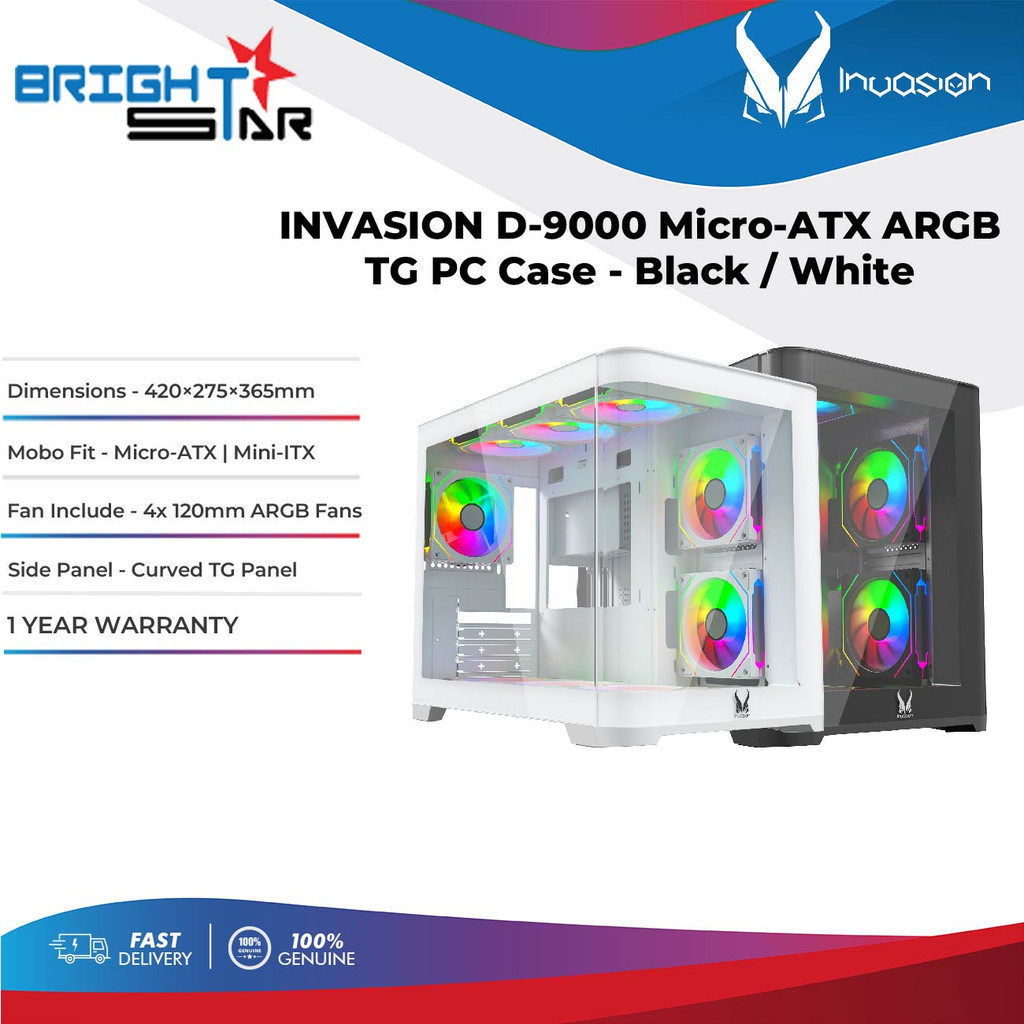 Invasion D-9000 Micro-ATX 4x 120 มม. ARGB Fans Micro-ATX PC Case - สี ...