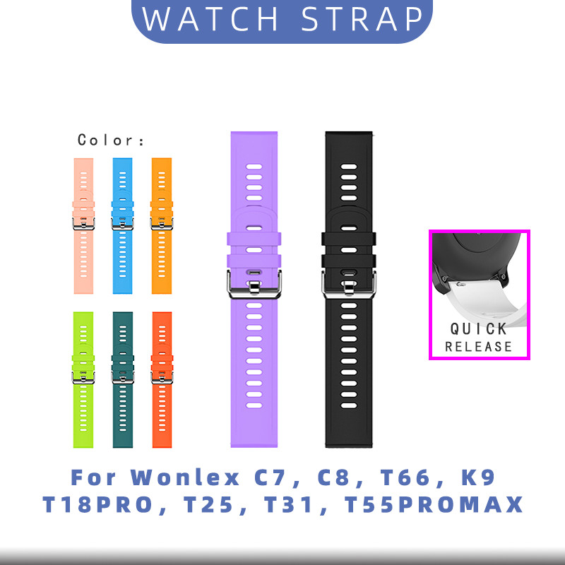 สายรัดซิลิโคนแบบปลดเร็วเหมาะสำหรับ OK WATCH Wonlex C7，C8，T18PRO，T25，T31，T55PROMAX，T66，K9 ...