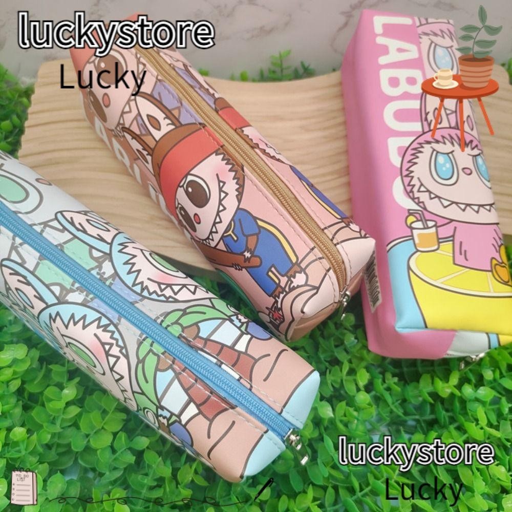 ดินสอ LUCKY Labubu , หนัง PU ความจุขนาดใหญ่ปากกา, POP MART การ์ตูน ...