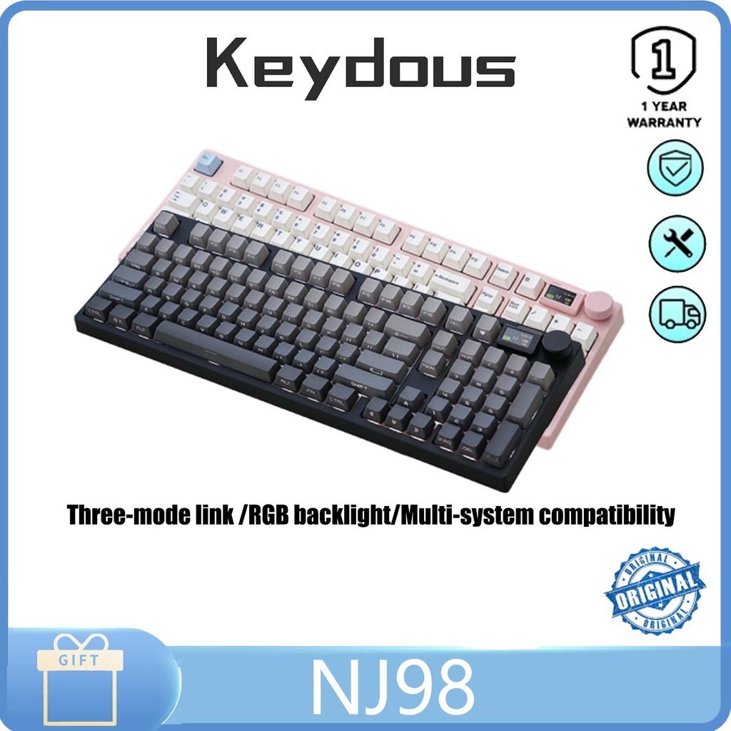 Keydous NJ98 3 โหมด 2.4G บลูทูธไร้สาย Hot swap คีย์บอร์ดแบบกลไก 98 คีย์ ...