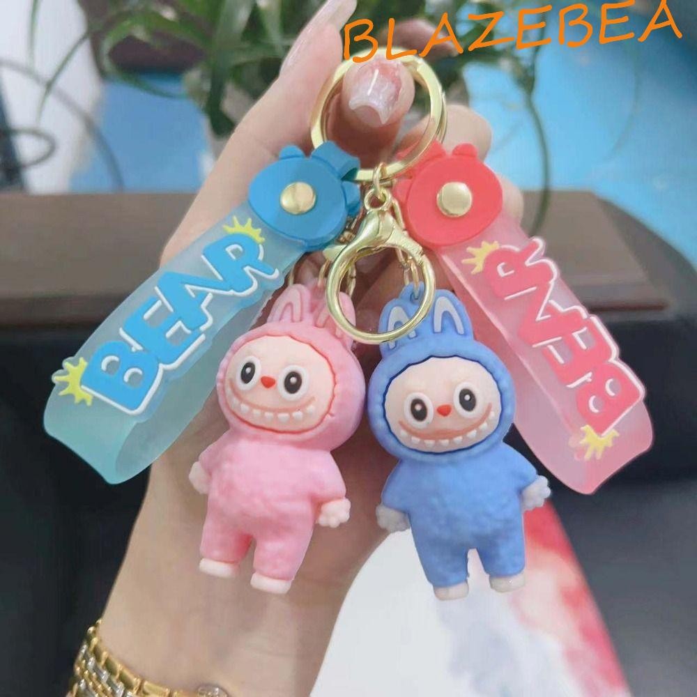 Blazebea Labubu พวงกุญแจตุ๊กตา, Anti-lost การ์ตูน Labubu PVC จี้, กุญแจรถแหวนตลก Creative Mini ...