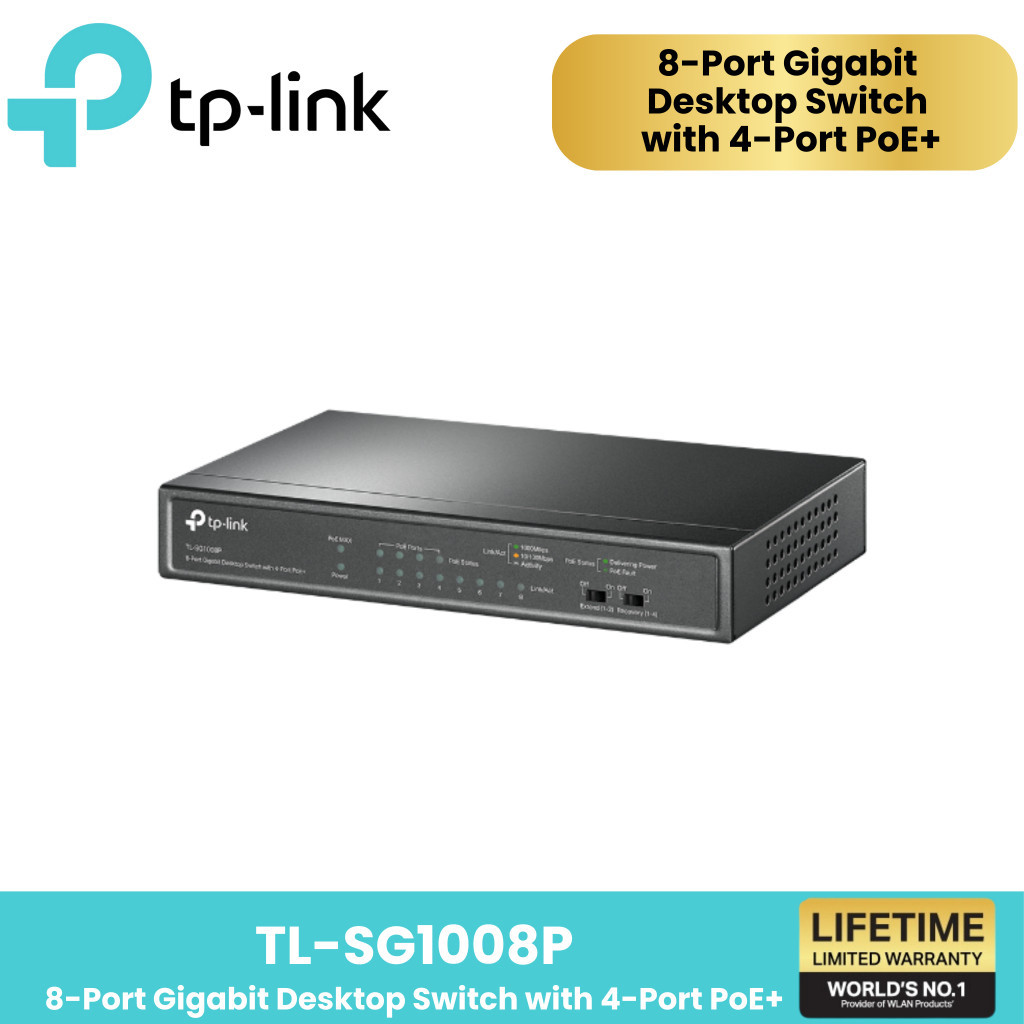 TP-Link TL-SG1008P 8-Port Gigabit Desktop Switch with 4-Port PoE+ ...