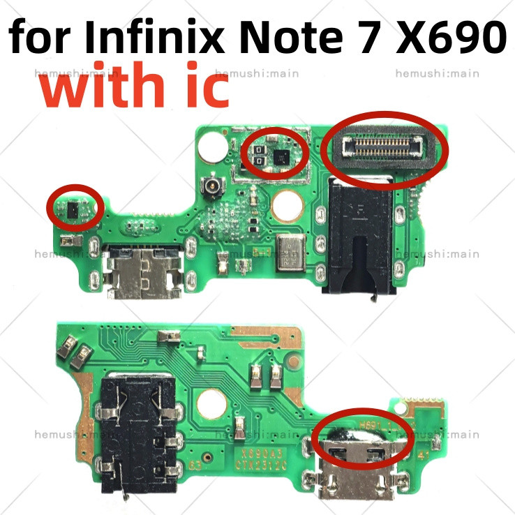 & USB ชาร์จพอร์ตบอร์ดสําหรับ Infinix Note 7 X690 พร้อมพอร์ต IC USB ...
