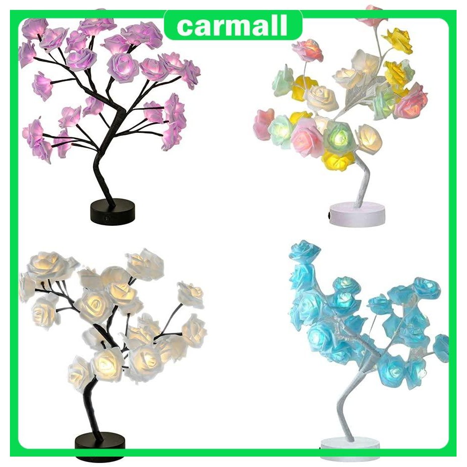 โคมไฟตั้งโต๊ะ LED Rose Flower Tree Shape พอร์ต USB แบตเตอรี่ขับเคลื่อน ...