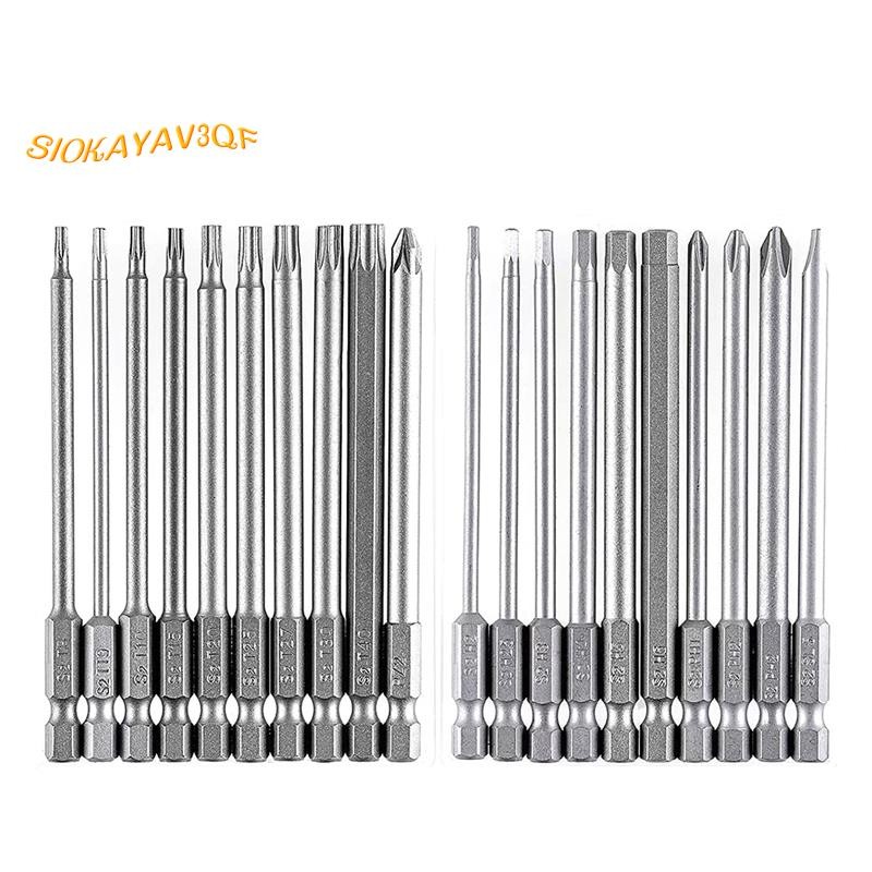 ชุด Bit ยาว, ชุดดอกแม่เหล็ก 20 ชิ้น 100 มม., Torx Bit T8-T40, Hex Bit H2-H6, PH1 PH2, PZ2, ดอก ...