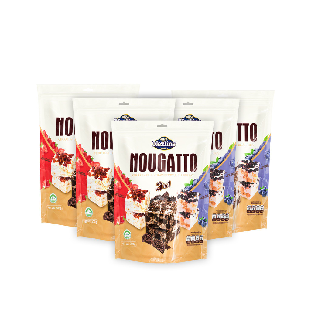Nezline นูกัตโตะ ขนมนูกัต 300g 3 รสชาติ 3in1 ช็อกโกแลต สตรอเบอร์รี บลู ...
