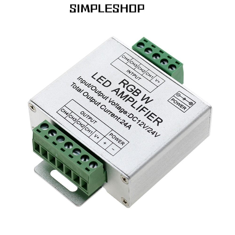 SIMPLESHOP RGBW เครื่องขยายเสียง, 4 ช่อง DC12-24V เครื่องขยายสัญญาณ, ตัวควบคุมคอนโซลเปลือก ...