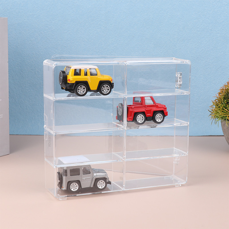 [shnzbaodand] 1:64 Scale Car Model Storage Box 8 Slot Clear Display ...