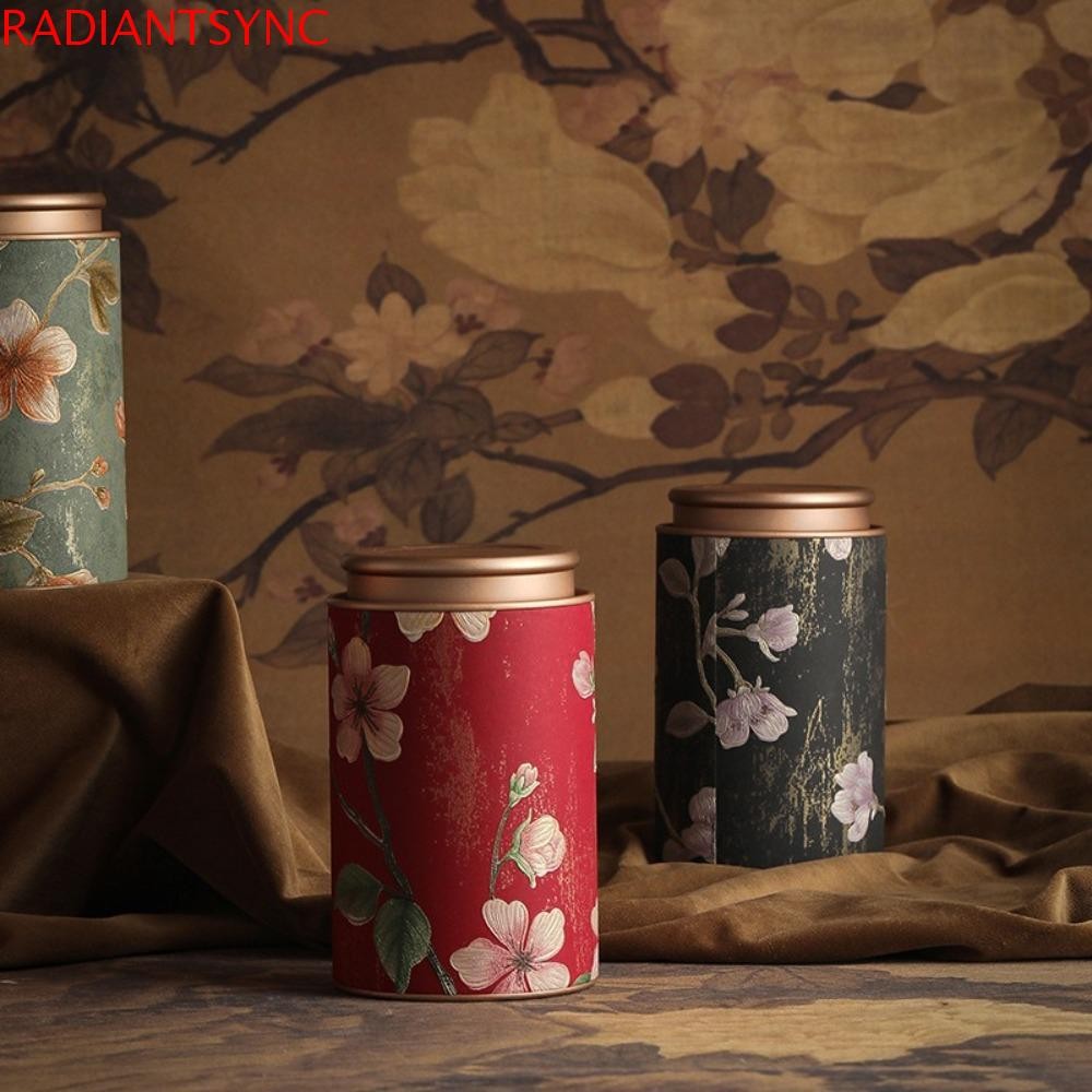 RADIANTSYNC กระป๋องดีบุกชา, ขวดปิดผนึกชาเปล่าสไตล์จีนใหม่, ขวดเก็บชาแบบพกพาขนาดเล็กทรงกลมทนทาน ...