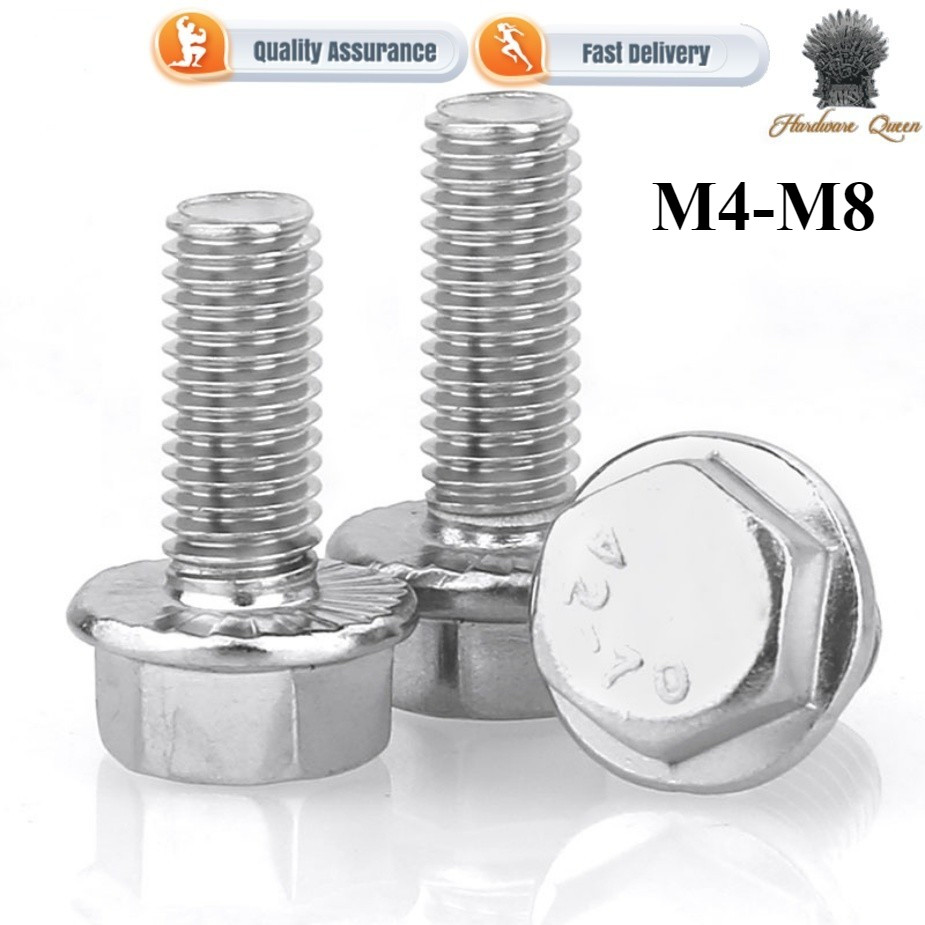 [2QG1] 316 สกรูพื้นผิวหน้าแปลน M4M5M6M8 304 สแตนเลสสกรูหกเหลี่ยมภายนอก Anti-Loose Flange Bolt ...