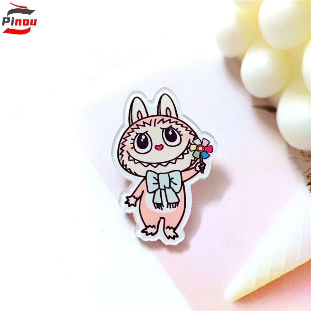 Pinou อะคริลิค Labubu Pin, Mokoko Creative Labubu Time เข็มกลัด, ตลก ...