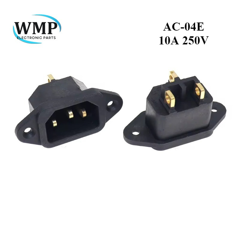 Ac-04e IEC320 C14 ปลั๊กไฟเข้าซ็อกเก็ตสีดํา AC 250V 10A 3-Pin Terminal | Shopee Thailand