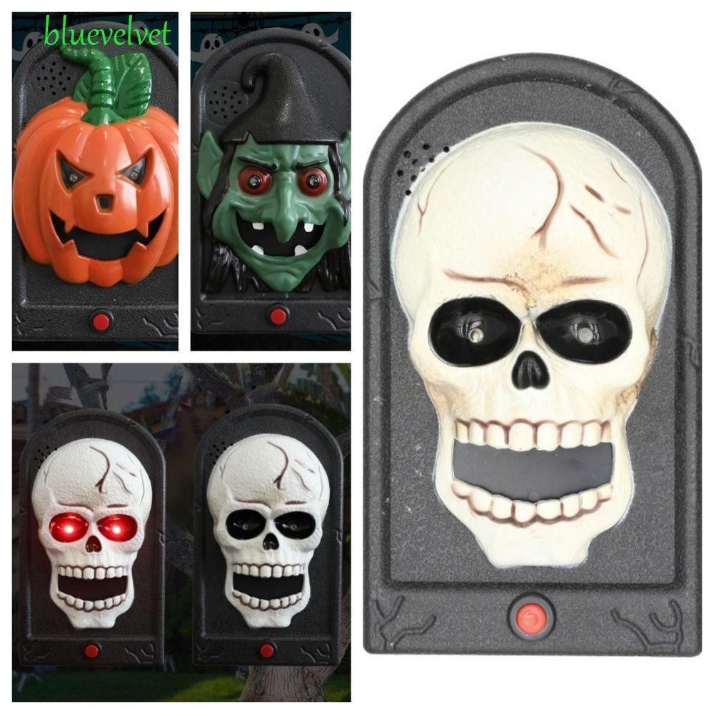 Bluevelvet โครงกระดูกออด, รูปปั้น Spooky เสียงฮาโลวีนประตู Bell ...
