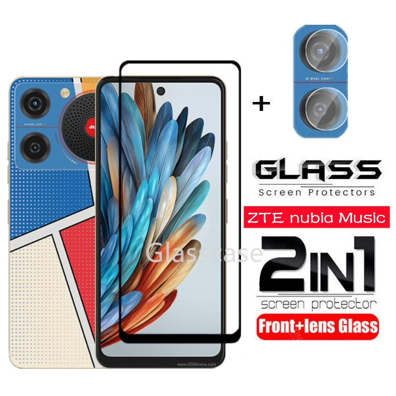 2 in 1 ป้องกันหน้าจอฟิล์มกระจกนิรภัยสําหรับ ZTE nubia Music ...