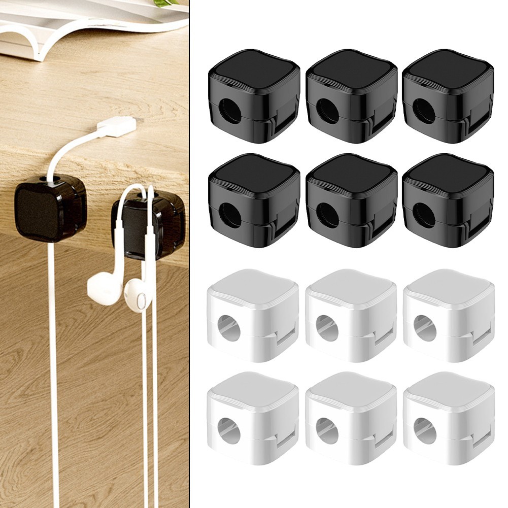 EAGLE6 Pack Magnetic Cable Clips Smooth Adjustable Holder Under Desk ...
