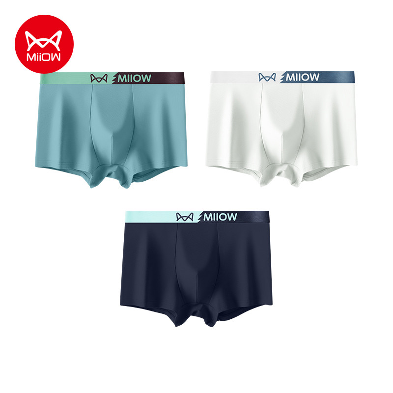 Miiow 3 ชิ้น Ice Silk Printing Man Boxer M1885 | Shopee Thailand