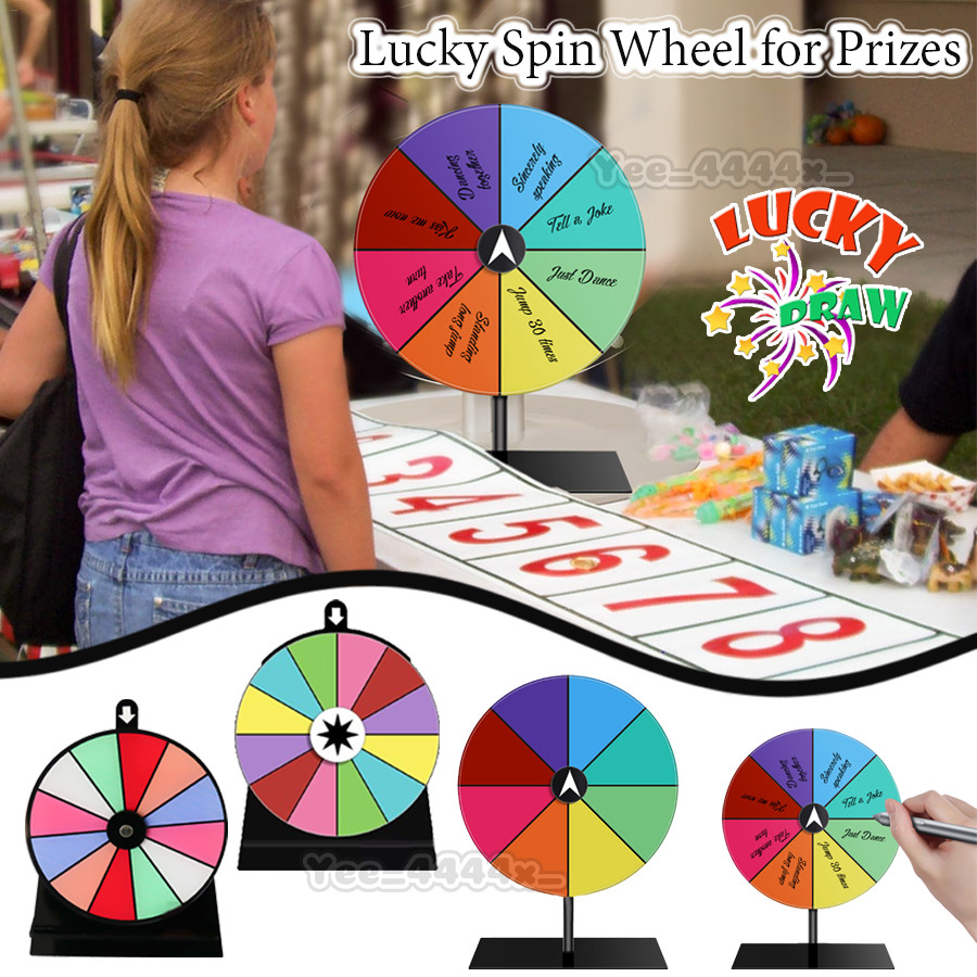 8/12 ช่อง Spin Wheel สําหรับรางวัลขาตั้ง Editable Prize Wheel Spinner ...